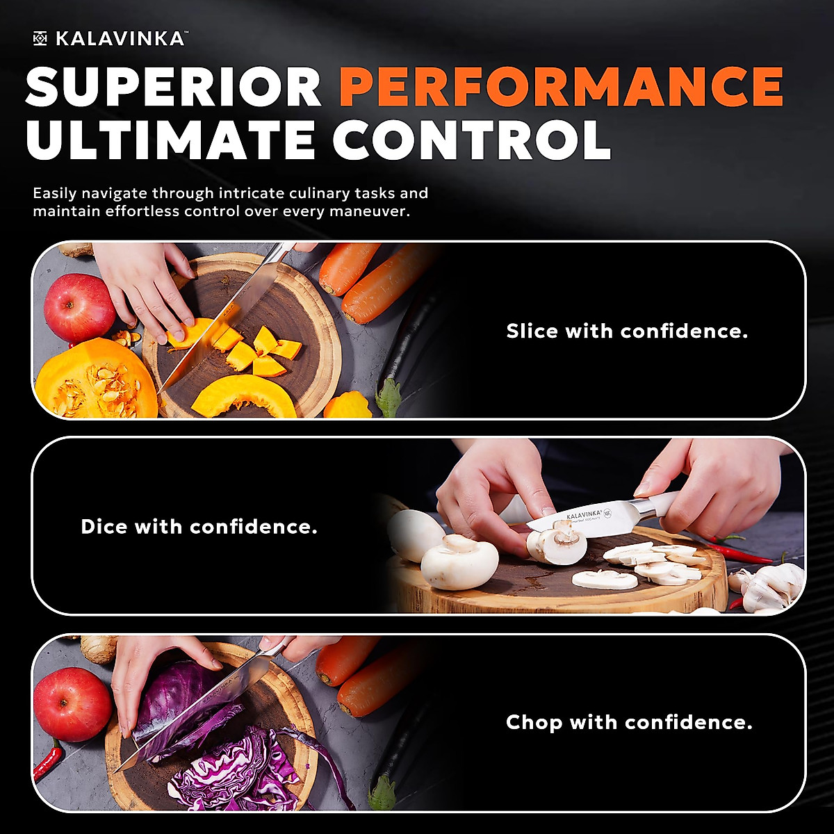 KALAVINKA Premium 2PC Knife Set 8" Chef’s Knife & 3.5" Paring Knife – Sharp, Versatile, and Durable German Steel Knives in Gift Box for Professional Cooks, Home Chefs, and Special Occasions (SAMJNA)