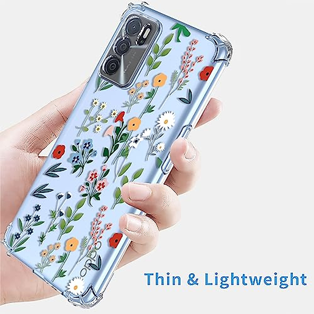 OEURVQO for Oppo A16 Oppo A16s Oppo A54s Case Clear Floral Flower Pattern Design Soft TPU Cover Shockproof Bumper Anti-Scratch Protective Case for Oppo A16 (Lush Flora)