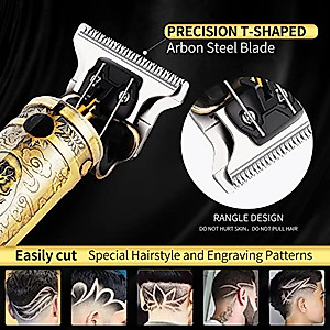 FENGCHUNS Professional Cordless Hair Trimmer,T-Blade Hair Clippers for Men,Zero Gapped Trimmers Line Up Detailer Trimmer Edgers Clippers for Men LCD Display (A) (A)
