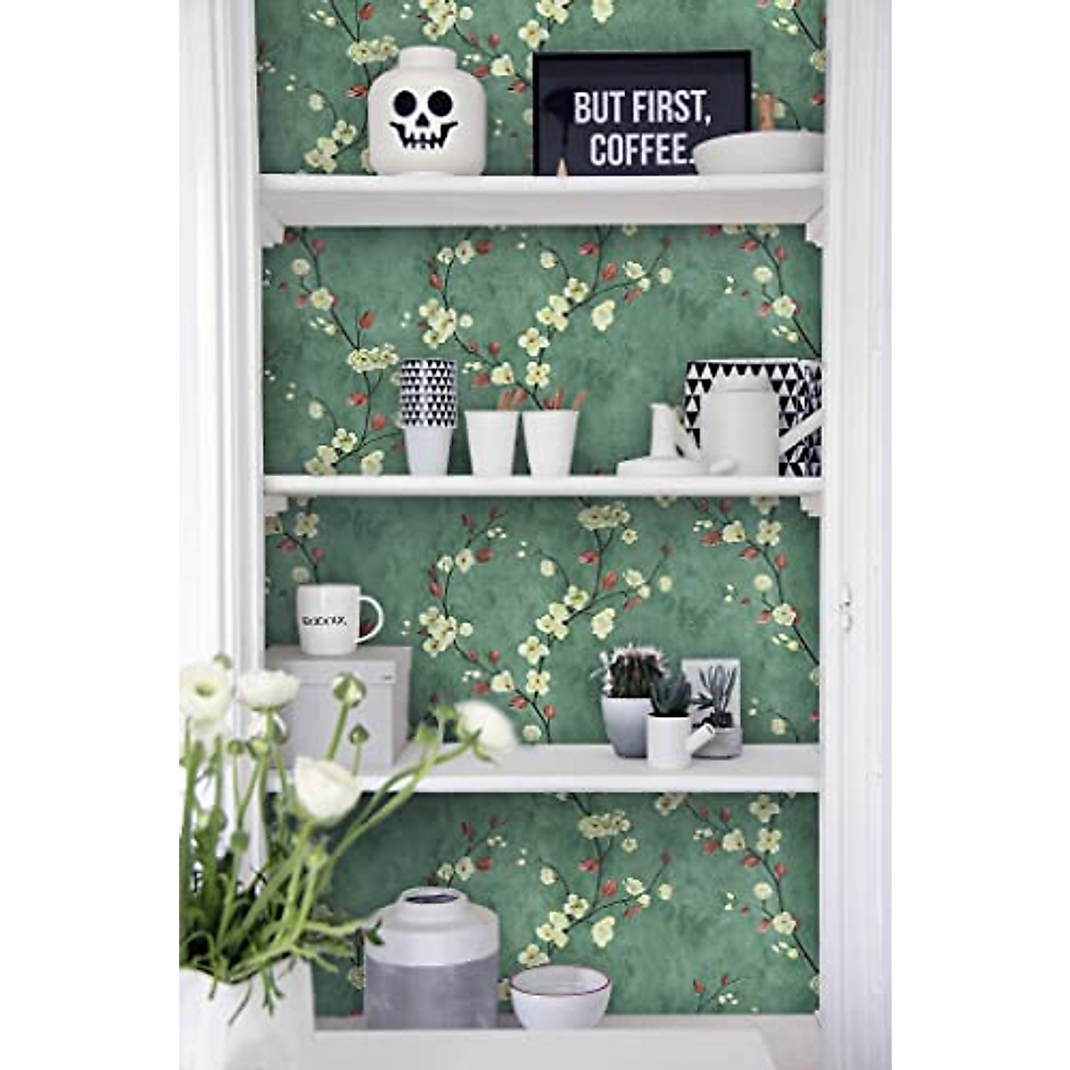 Peel and Stick Wallpaper Floral Contact Paper Floral Wallpaper Removable Wallpaper Waterproof Wallpaper Vinyl Roll for Wall Furniture Cabinet 118"x17.7"