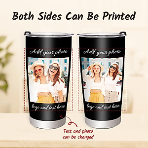 Customizedbee Custom Tumbler Personalized with Picture Name Text & Logo, 20oz Stainless Steel Travel Coffee Mug Cup - Personalized Gifts for Birthday Anniversary Couples Friends Families Office