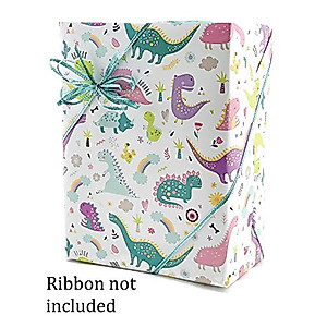 Pink Dinosaur Birthday Party Wrapping Paper, Folded Flat 30 x 20 Inch, 3 Sheets