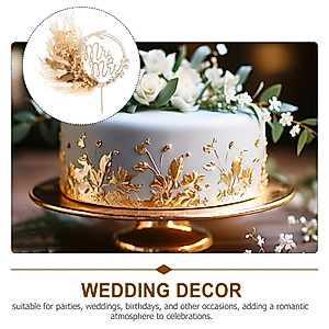 Luxshiny Boho Cake Topper Decorations Pampas Grass Flower Wreath Hoop Cake Topper for Wedding Bridal Baby Shower Birthday Party Supplies