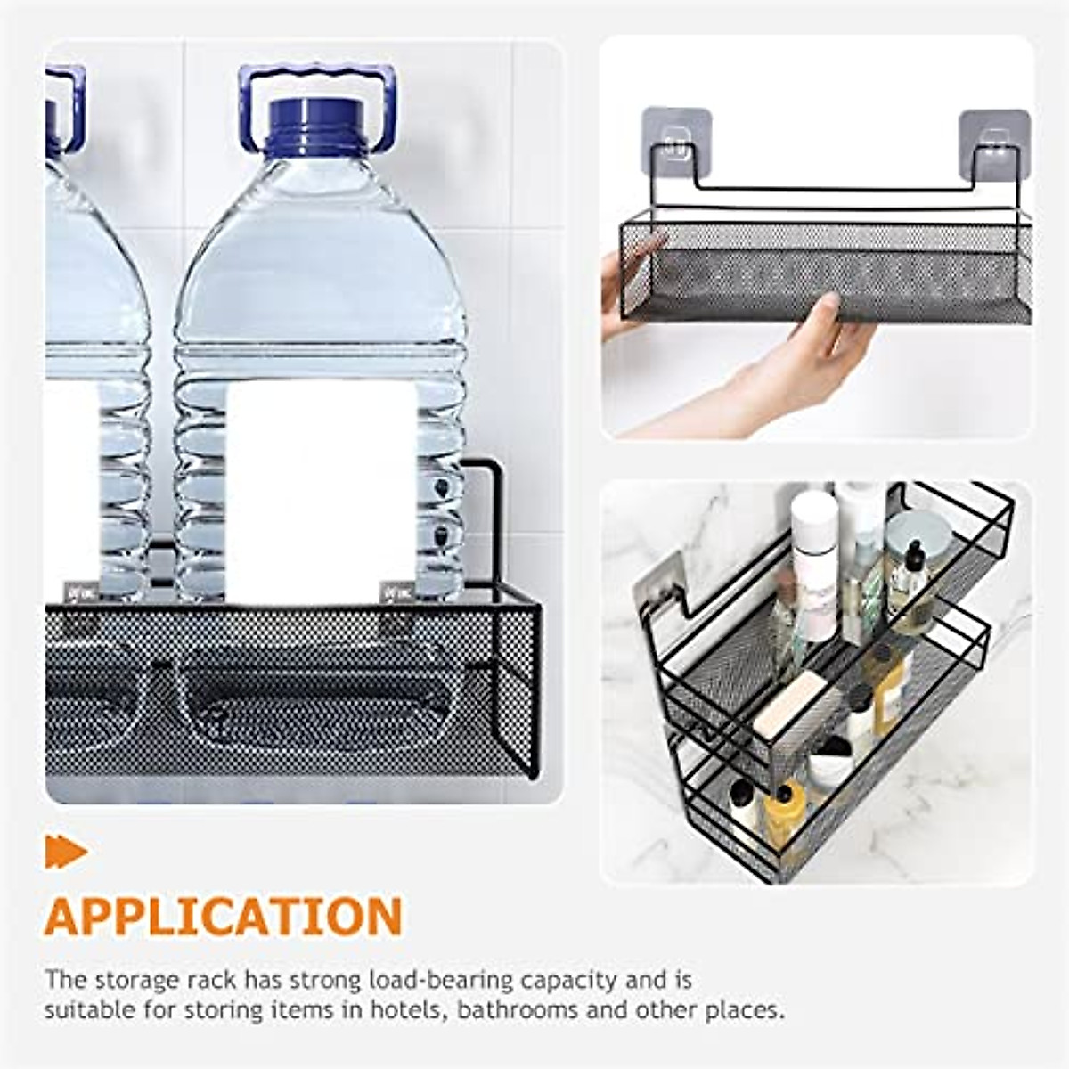 Angoily Laundry Metal Wire and Toiletries Storage Hanging Shelf Caddy Organizer Shelves Drilling Office Basket Room Kitchen Floating Conditioner Shampoo Home Mesh No Shower Bedroom Wall