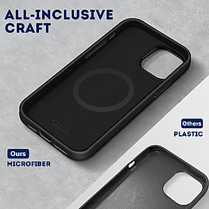 kingflag Vegan Leather Magnetic Case for iPhone 15 Pro Max Wireless Charging, Compatible with MagSafe, Metal Buttons, Shockproof Protective Phone Case Cover for Women Men 6.7" (Matte Black)