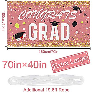 Graduation Banner - Rose Gold Congrats Grad Banner- Extra Large 70" X 40" Graduation Backdrop - Graduation Party Supplies 2023 - Graduation Decorations - 2023 Grad Party Outdoor Indoor Hanging Decor