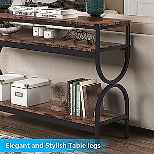 LITTLE TREE 55 Inch Long Narrow Entryway Hallway Accent Console Table Industrial TV Stand