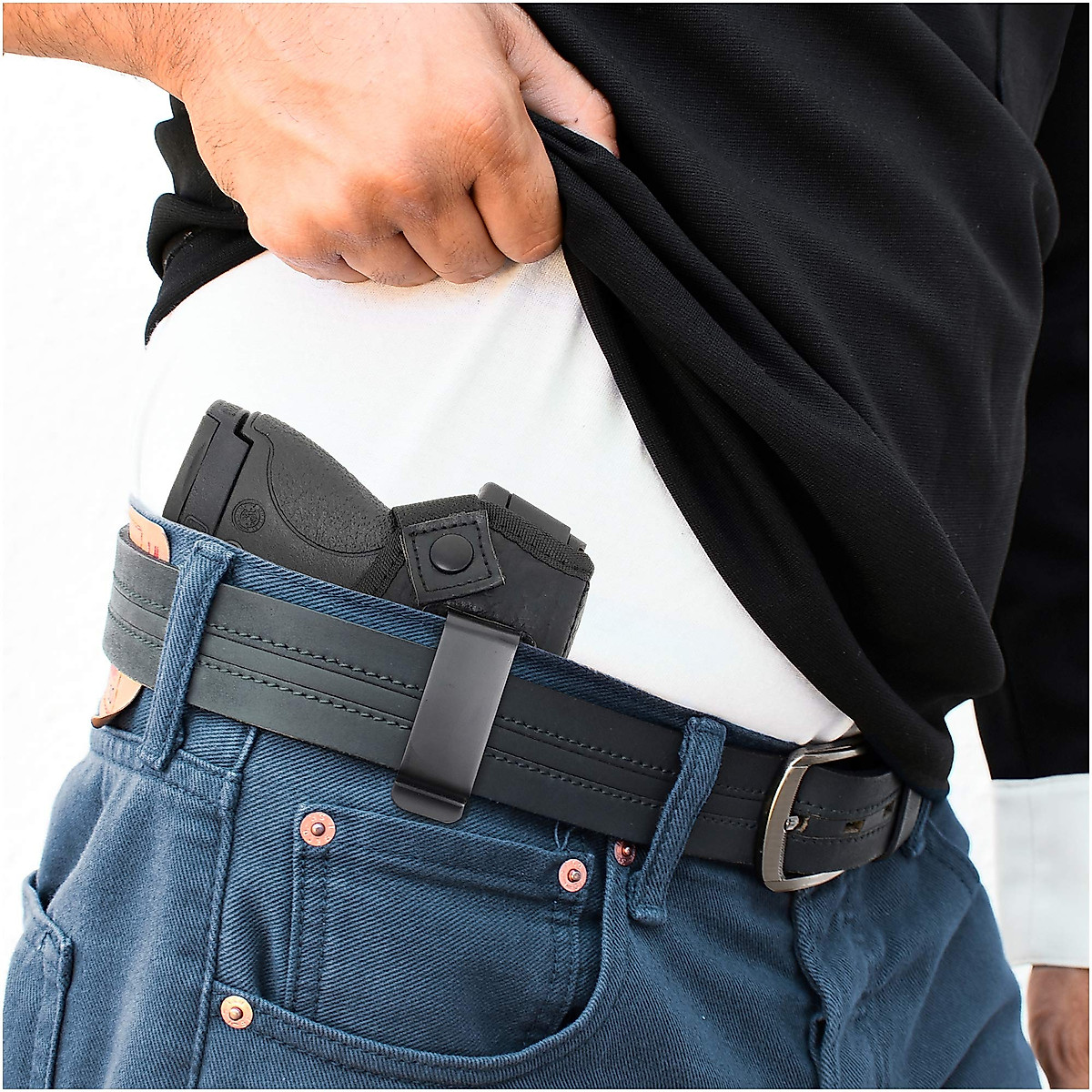 IWB Gun Holster by PH - Concealed Carry Soft Material - Soft Interior - Fit M&P Shield 9mm.40.45 Auto/Glock 19 26 27 29 30 33 42 43 / Rug LC9, LC380 - Taurus Slim, PT111 G2 - Springfield XDs Hellcat