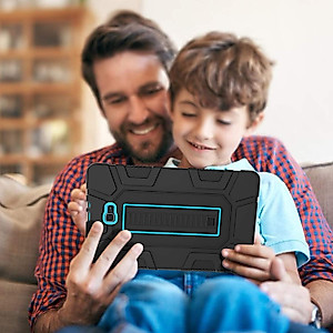 GUAGUA Protective Case for Samsung Galaxy Tab A 10.1 2016, Heavy Duty Rugged Shockproof Anti-Scratch Tablet Cover with Kickstand, Black/Blue