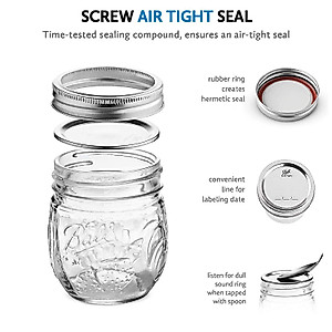 SEWANTA Wide Mouth Mason Jars 16 oz [11 Pack] With mason jar lids and Bands, mason jars 16 oz - For Canning, Fermenting, Pickling - Jar Décor - Microwave/Freeze/Dishwasher Safe.