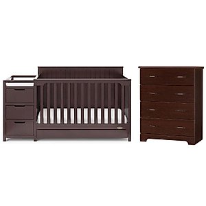 Home Square 2-Piece Set with Crib & 4 Drawer Chest in Espresso