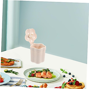 Ciieeo Mini Desktop Trash Can Flower Shaped Desktop Garbage Bin Cute Countertop Trash Can Kawaii Waste Bin Plastic Garbage Bin Tabletop Wastebasket for Office Home White