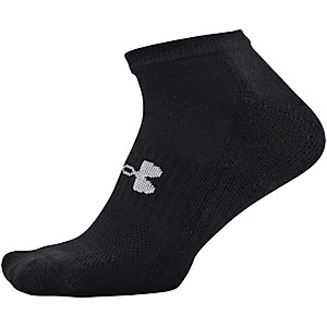 Under Armour Adult Training Cotton No Show Socks, Multipairs , Black (6-Pairs) , Large