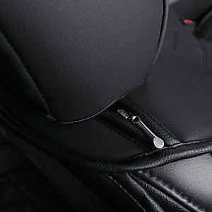 LUCKYMAN CLUB F150 Faux Leather Seat Covers S07-Q2, Fit for 2015-2024 F150 and 2017-2024 F250 F350 F450 Pickup Trucks(Front Pair,Black 2pcs)