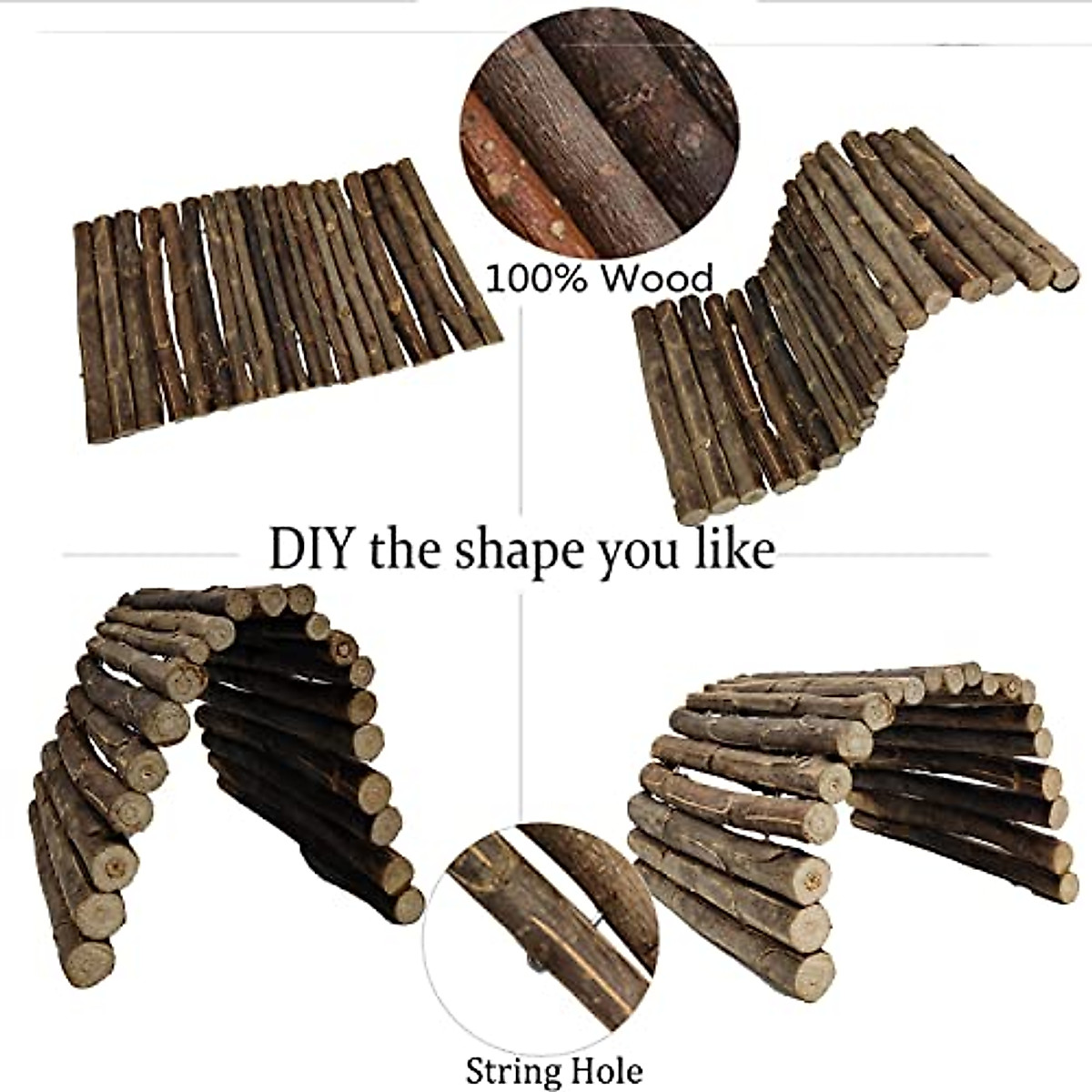 Hamiledyi Large Reptile Hideout Wood Bridge Ladder Hiding Hut Bearded Dragon Hammock Lizards Habitat Decor Climbing Accessories Tortoise Hide Cave Toy for Gecko Snake Chameleon Gecko Iguana