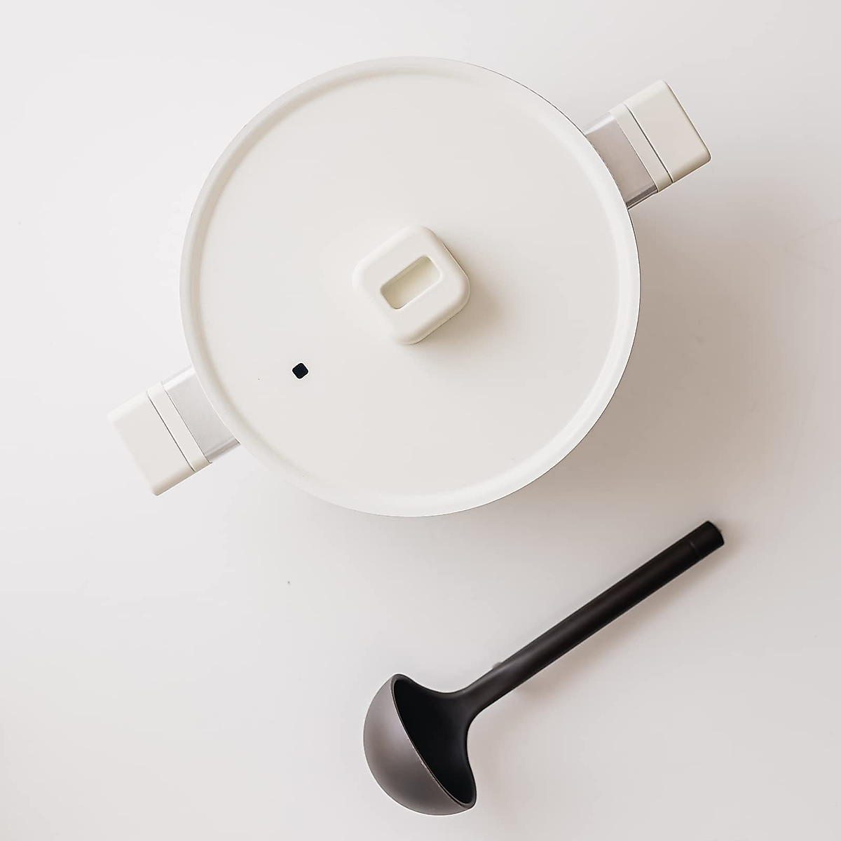 Dr.HOWS Lumi Ceramic Nonstick Pot with Lid 8 inch - Large Pot for Cooking with Rubber-Coated Handles, PFOA-Free - For Induction, Ceramic, Electric, Halogen and Gas Cooktops