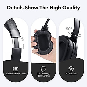 Noise Cancelling Headphones Wireless Bluetooth Foldable Over Ear Headphones with Microphone 40H Playtime Deep Bass Memory Foam Ear Cups for Laptop,TV,Travel,Work