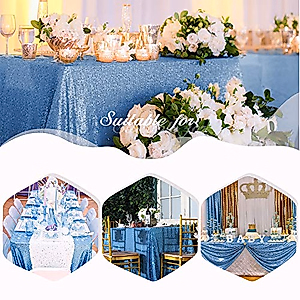 Sequin Table Cloths 60x102 Inches Baby Blue Sparkly Table Cover for Baby Shower Party Boys Birthday Wedding Cake Table Decorations