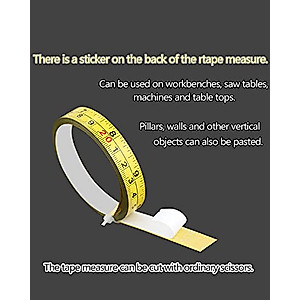 Muuyu Self Adhesive Dual Scale Ruler Stainless Steel Miter Tape Measure for T-Track Router Table Saw Woodworking Tool Metal Sticky Ruler Left Read for Measuring,2 Meters/80 Inch
