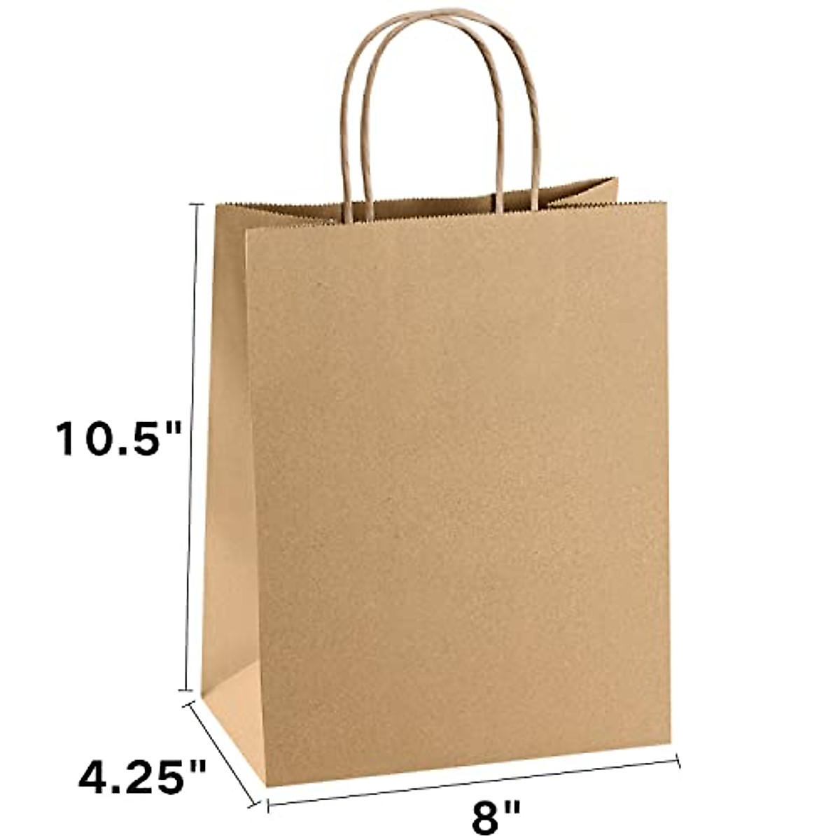 Brown Paper Bags 8x4.25x10.5 100Pcs Gift Bags Medium Size Paper Bags with Handles, Kraft Bags Bulk, Paper Shopping Bags, Gift Bags, Retail Bags, Paper Bags for Wedding Christmas Valentine Birthday Business