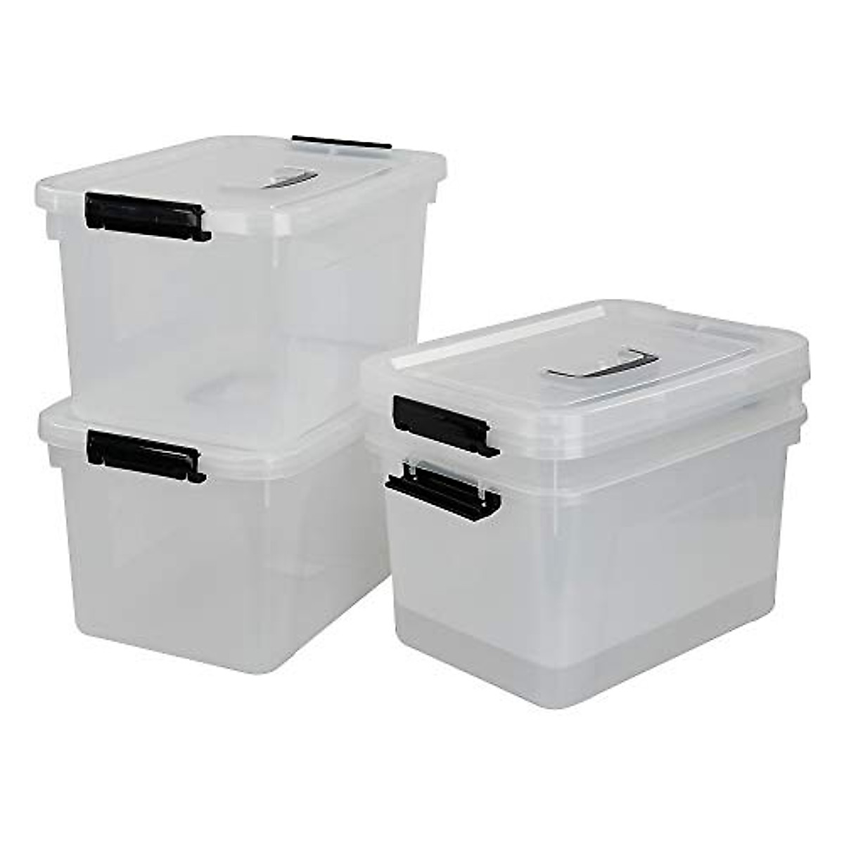 DynkoNA Clear Storage Bins with Lids, Plastic Storage Box, 10.5 Qt, Set of 4