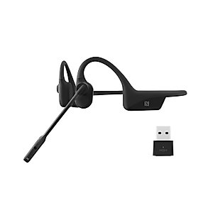 SHOKZ OpenComm UC Bone Conduction Bluetooth Stereo Computer Headset with Loop110 USB-C Adapter-Wireless PC Headphones with Noise-Canceling Boom Microphone for Home Office Use,with Bookmark