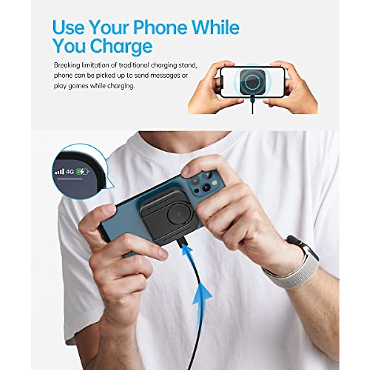 MURCIA 2 in 1 Magnetic Wireless Charger, Folding Dual Fast Magnetic Wireless Charging Station Stand Compatible with iPhone 13/12/ Pro Max/Mini/Apple Watch Se/7/6/5/4/3/2/1