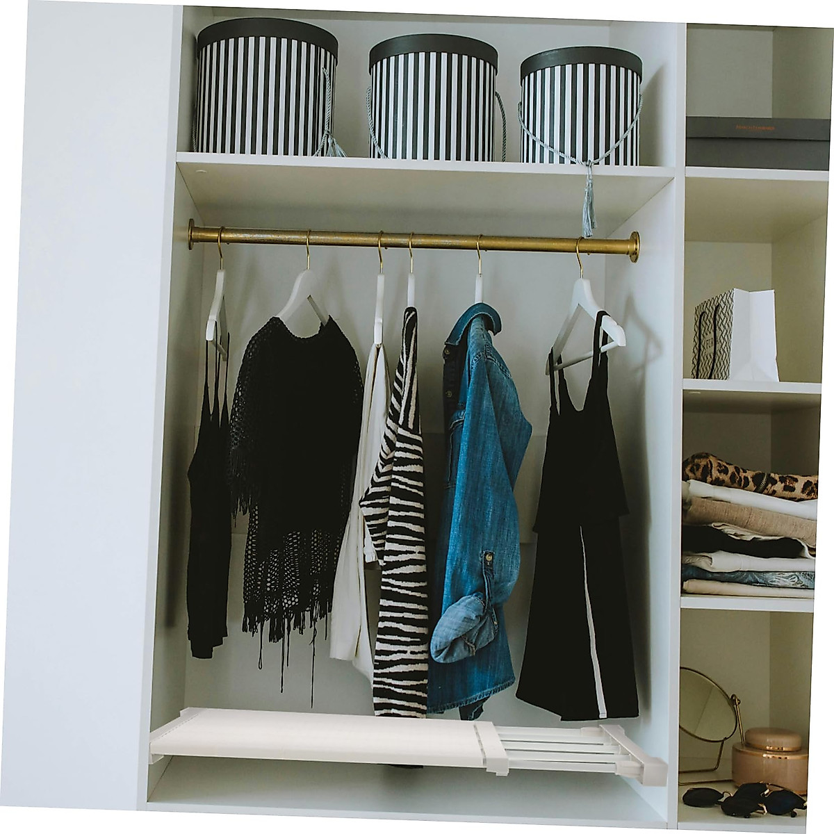 FONDOTIN Stainless Steel White Dresser Pp Plastic Wardrobe Dividers Closet Tension Shelf Closets Shelf Divider