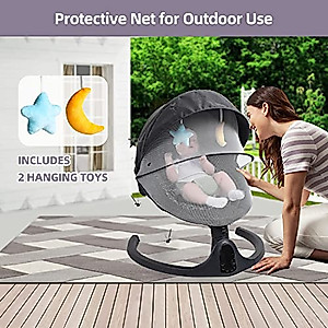 Napei Baby Swings for Infants,Bluetooth Baby Bouncer,Electric Portable Baby Swing for Newborn with 5 Speed & Music Speaker,Touch Screen/Remote Control Baby Rocker with 5 Point Harness for 5-20 lb