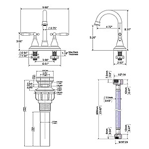 BRAVEBAR Two Handles Brushed Nickel Bathroom Faucets - 4In Centerset Bathroom Sink Faucet | 2 or 3 Hole Classical Lavatory Vanity Sink Faucets with Pop-up Drain Durable & Safety