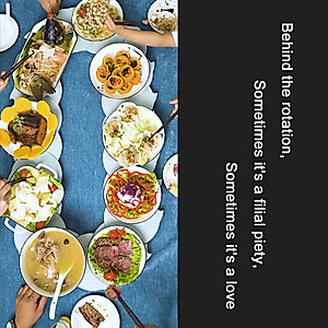 WMQ Household Long Table Rotating Manual Dining Table, Turntable Oval Dining Table, Turntable Adjustable Length Turntable, white