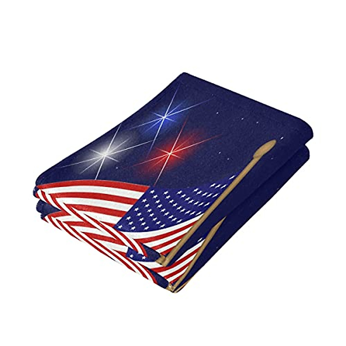 xigua 2PCS Polyester Hand Towels Soft and Absorbent for Hotel Spa Beach Bathroom Fingertip Towel,Flag Day Beautiful Text and Fireworks