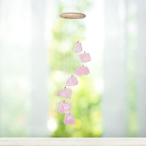 Cozy Tower Unique Rose Quartz Wind Chimes for Women Pink Crystal Hanging Ornaments Indoor Home and Garden Decor Housewarming Gift