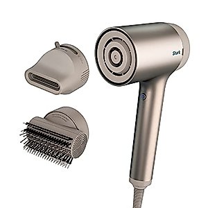 Shark HD112BRN Hair Blow Dryer HyperAIR Fast-Drying with IQ 2-in-1 Concentrator and Styling Attachments, Auto Presets, Rotatable Hot Air Brush, No Heat Damage, Ionic, Stone