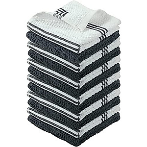 Oakias Terry Dish Cloths Grey (12 Pack, 12 x 12 Inches) – Cotton Dish Towels – Highly Absorbent & Quick Drying Kitchen Towels – Pop Corn Style…