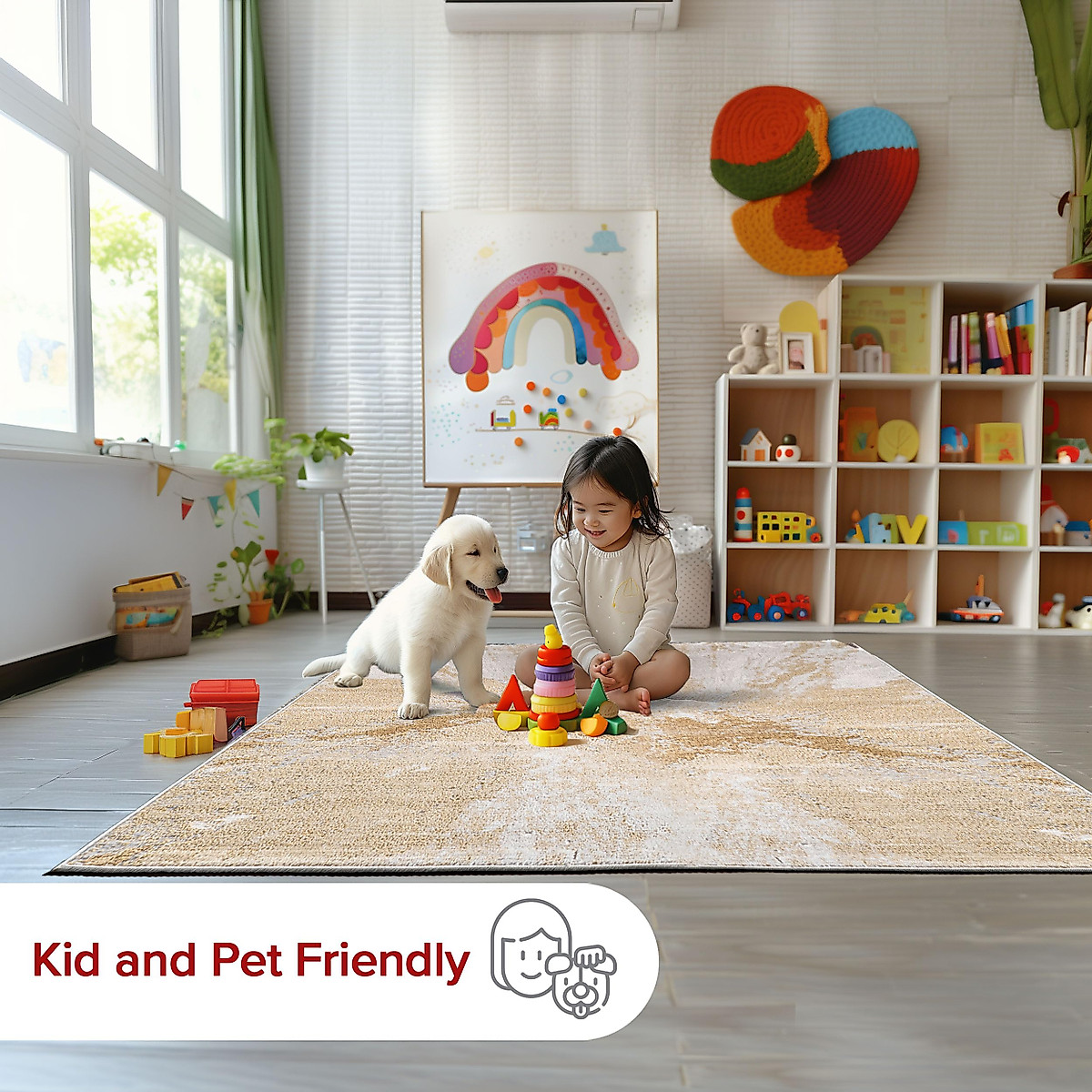 nuLOOM Cyn Contemporary Abstract Area Rug, Oval 4x6, Gold