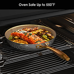 Homaz life Stainless Steel Pots and Pans Set, Tri-Ply Hammered Kitchen Cookware with Glass Lids, Induction Compatible, Non-Coated, Non-Toxic, 10-Piece