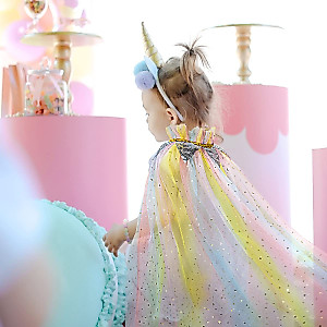 Meland Princess Dress up Clothes for Little Girl, 11Pcs Princess Cape with Crown,Princess Dresses for Girl 3-8 Birthday Gift