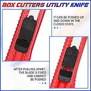 60 Pack Box Cutter Utility Knife Bulk 18 mm Wide Blade Plastic Cutter Retractable Compact Extended Safe Use for Office Home Arts Crafts Hobby, 3 Colors