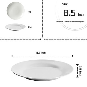 Ygmackin Amazon 8-Piece White Dinner Plates Set, Triple Layer Glass and Chip Resistant, Lightweight Round Plates,Dessert Plate, Dinnerware Set, Winter Frost White, 8.5 inches