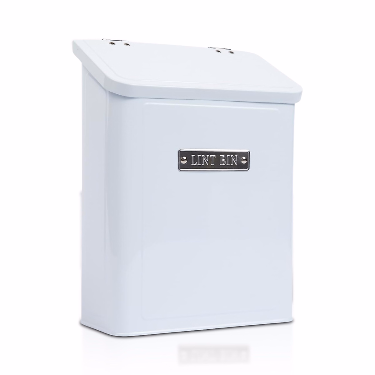 Embossed Magnetic Lint Bin For Laundry Room | Modern Farmhouse Laundry Lint Bin | Lint Trash Can For Laundry Room | White Lint Bin For Laundry Room Magnetic | Space Saving Storage Laundry Bin with Lid