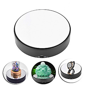 Rotating Display Stand, Speed Adjustable Electric 360° Turntable Display Holder Mirror Motorized Revolving Base Battery Powered for Displaying Jewelry Watch Digital Photography