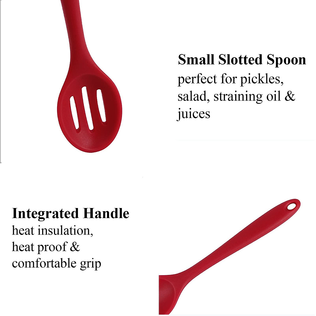Slotted Spoon, 4 PCS Slotted Serving Spoons, Small Colorful Silicone Stirring Spoon, Mixing Slotted Spoons for Straining Oil and Juices, Getting into Small Jars, and Serving