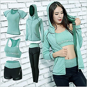 Letdown(TM) Women's 5pcs Yoga Suit, Sportswear,Sport Suits Activewear Set Fitness Running Gym Winter Fitness Athletic Tracksuits