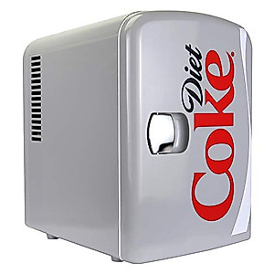 Coca-Cola Diet Coke DC04 4 Liter/4.2 Quarts 6 Can Portable Mini Cooler/Fridge, Beverages, Baby Food, Skincare and Medications-Use at Home, Office, Dorm, Car, RV or Boat-with AC & DC Plugs, Gray