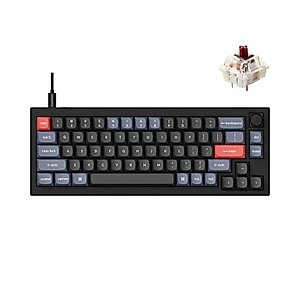 Keychron Q2 Wired Custom Mechanical Keyboard Knob Version, 65% Layout QMK/VIA Programmable Macro with Hot-swappable Gateron G Pro Blue Switch Double Gasket Compatible with Mac Windows Linux (Black)