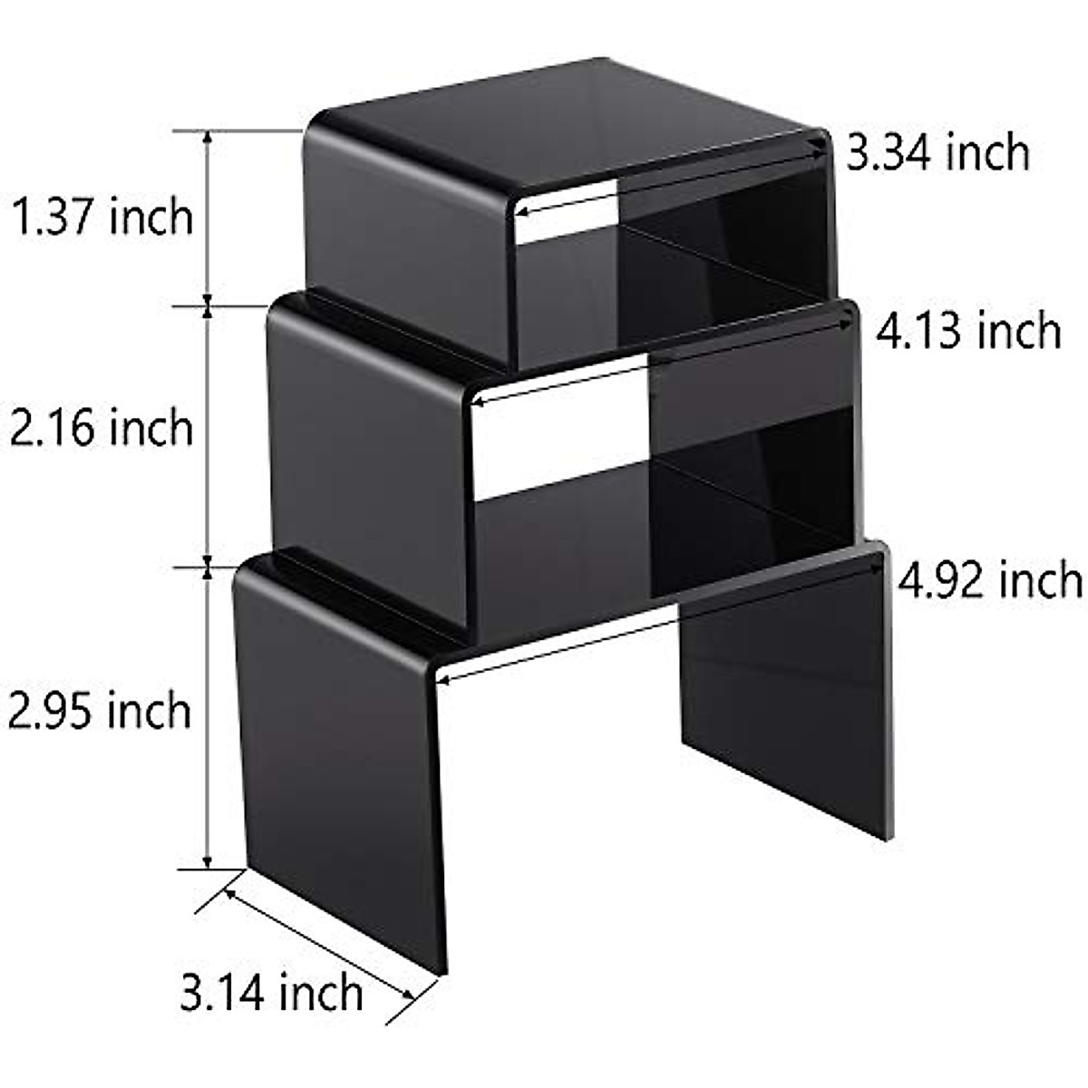 Chuangdi 2 Sets Acrylic Display Risers, Clear Product Stand, Jewelry Display Riser Shelf Showcase Fixtures for Dessert Cupcake Candy Treat Action Figure Display (Black,Medium Set)