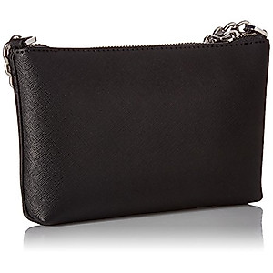 Calvin Klein Hayden Key Item Saffiano Top Zip Chain Crossbody Purse, Black/Silver