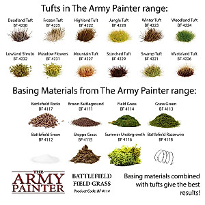 The Army Painter Battlefield: Field Grass Basing, 150 ml-for Miniature Bases & Terrains -Scenics Static Grass, Model Terrain Grass, Terrain Model Kit & The Army Painter Tufts for Bases of Minis