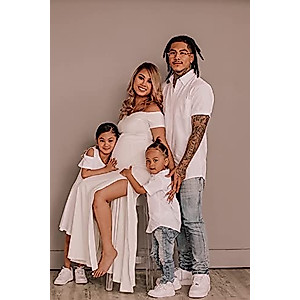 YMDUCH Women's Off Shoulder High Split Long Formal Party Dress Evening Gown White